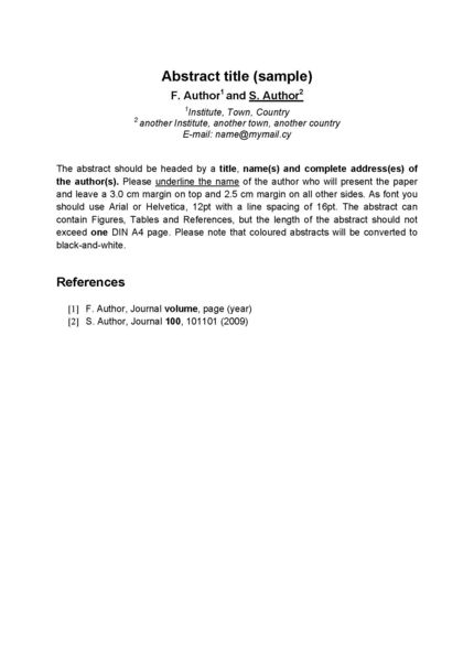 Wilhelm und Else Heraeus-Stiftung: Abstract Template